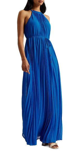 Ted Baker - Helyos Pleated Halter Neck Maxi Dress