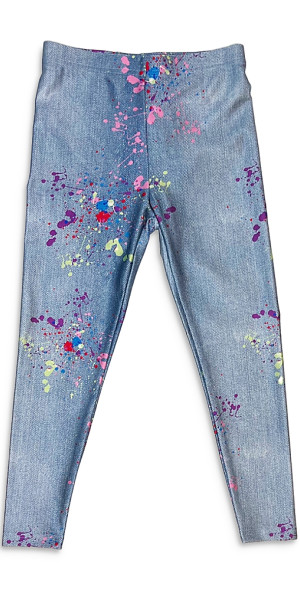 Terez - Girls' Slim Fit Stretch Denim Paint Splatter Leggings