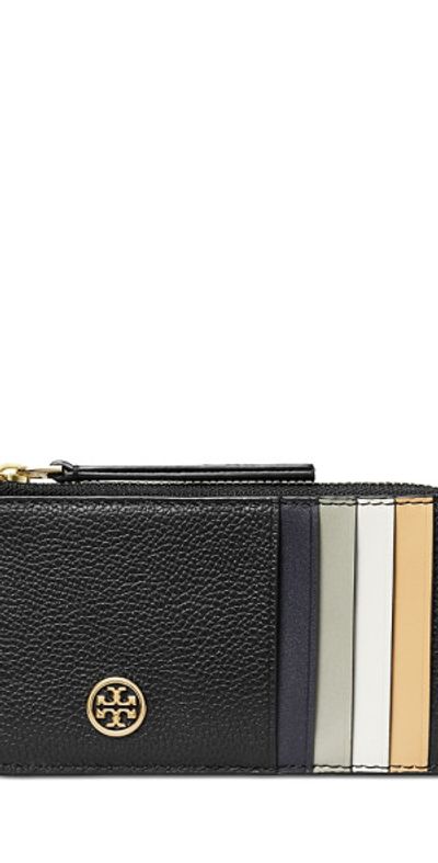 Tory Burch - Robinson Pebbled Leather Zip Card Case