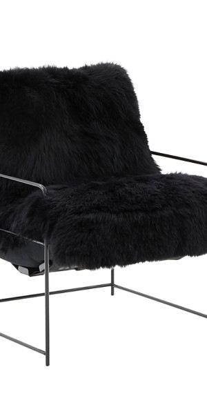 Tov Furniture - Kimi Black Genuine Sheepskin Chair