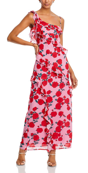 Wayf - Rosaline Ruffled Asymmetric Maxi Dress