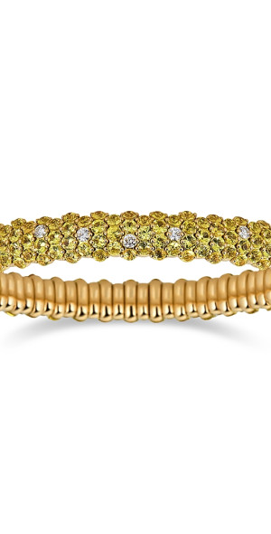Zydo - 18K Yellow Gold Stretch Yellow Sapphire & Diamond Bracelet