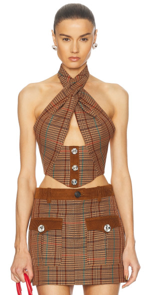 AREA - Crystal Halter Top