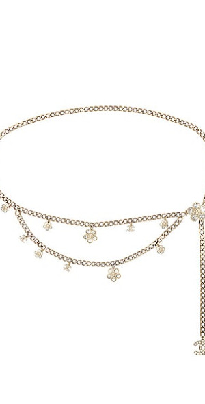 chanel - Chanel Coco Mark Flower Rhinestone Chain Belt