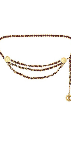chanel - Chanel Coco Mark Leather Chain Belt
