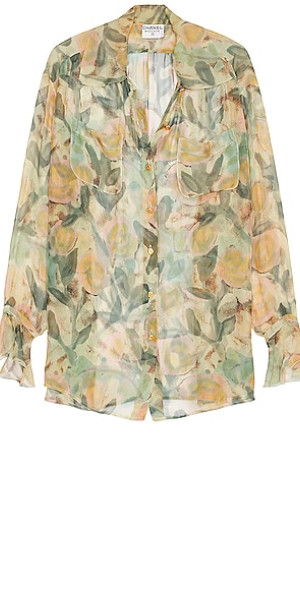 chanel - Chanel Floral Sheer Blouse