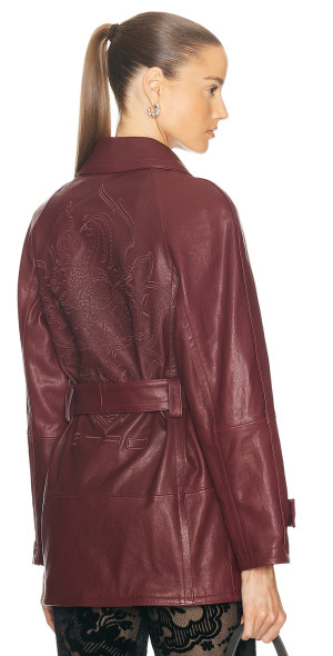 Etro - Belted Leather Jacket