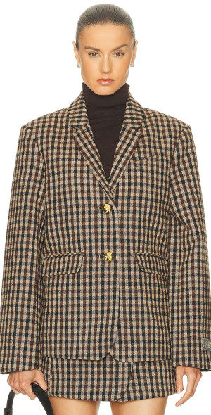 Ganni - Check Wool Blazer