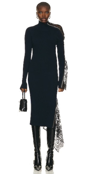 Monse - Lace Inset Zip Detail Knit Dress