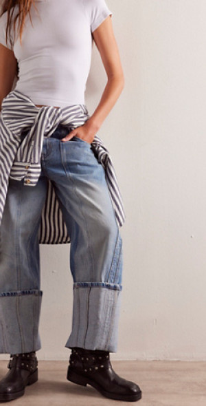 Free People - We The Free Olsen Cuffed Crop Barrel Jeans