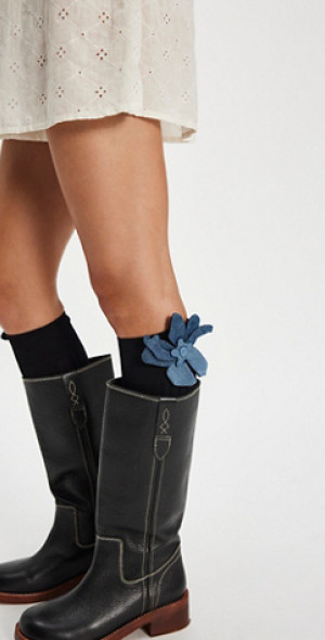 High Heel Jungle - Denim Flower Socks
