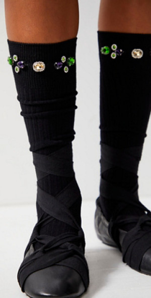 High Heel Jungle - Rhinestone Knee High Socks