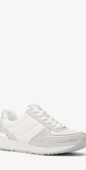 Michael Kors - Andi Embellished Quilted Leather and Metallic Trainer