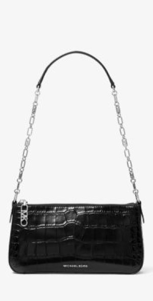 Michael Kors - Empire Medium Crocodile Embossed Leather Chain-Link Pochette