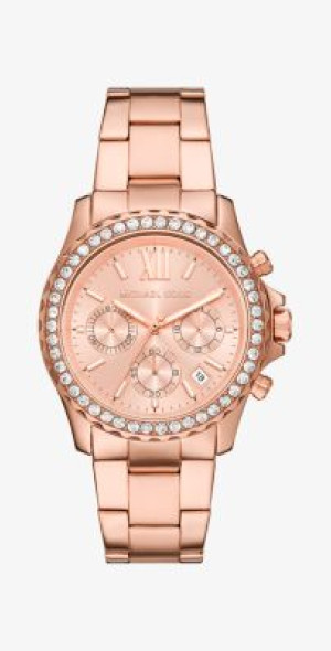 Michael Kors - Oversized Everest Pavé Rose Gold-Tone Watch