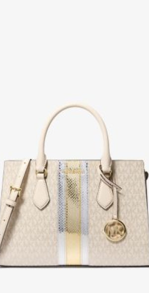 Michael Kors - Sheila Medium Signature Logo and Metallic Satchel