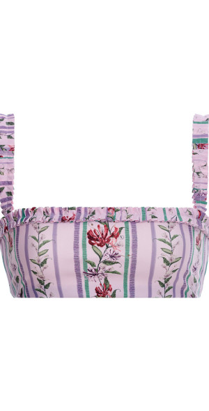 Agua by Agua Bendita - - Nopal Floral Linen Bikini Top - Light Pink - XS