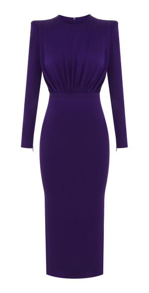 Alex Perry - - Ruched Satin Crepe Midi Dress - Purple - UK 14 - Only At ...