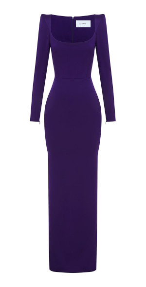 Alex Perry - - Scoop-Neck Satin Crepe Maxi Dress - Purple - UK 12 ...