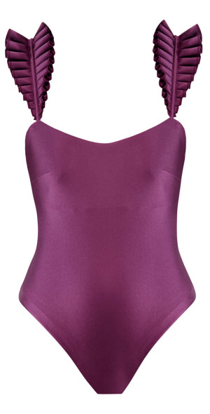 Andrea Iyamah - - Ruffled Straps One-Piece Swimsuit - Purple - L