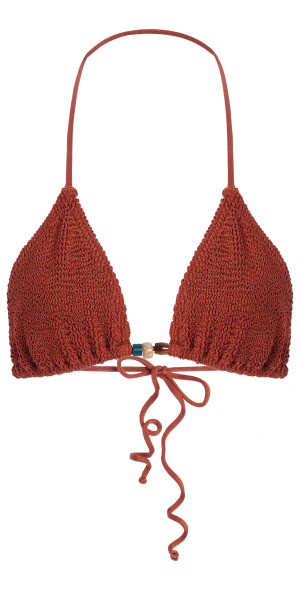 Bond-Eye - - Ingrid Beaded Triangle Bikini Top - Brown - OS