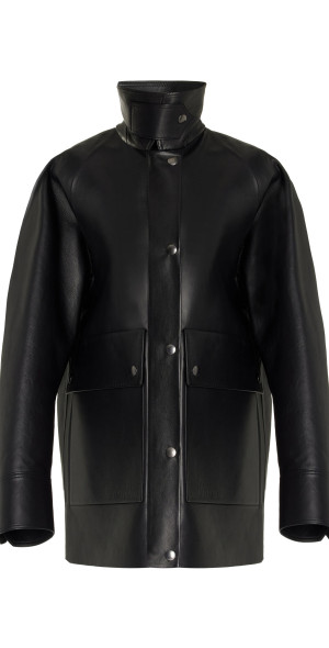 Brandon Maxwell - - The Jesi Oversized Glazed Leather Jacket - Black - L