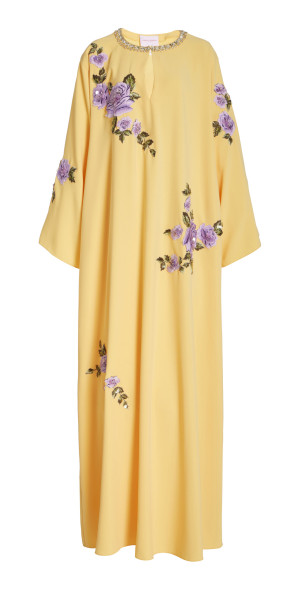 Carolina Herrera - - Embroidered Cutout Caftan - Yellow - S - Moda Operandi