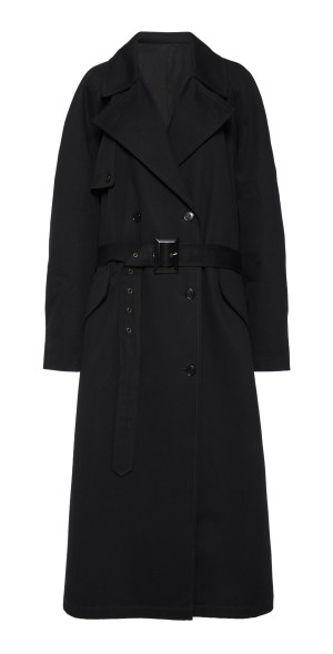 Del Core - - Belted Technical Cotton Gabardine Trench Coat - Black - IT 46