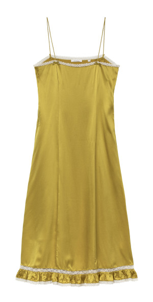 DÔEN - - Celano Lace-Trimmed Silk Midi Dress - Yellow - XS - Only At ...