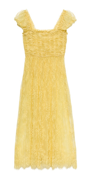 DÔEN - - Pamelina Smocked Lace Midi Dress - Yellow - XL - Only At Moda ...