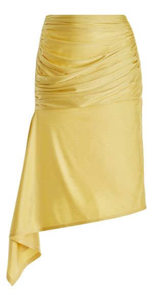 Givenchy - - Draped Satin Midi Skirt - Yellow - FR 34 - Moda Operandi