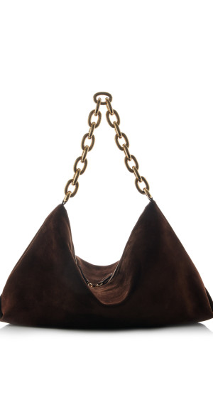 Khaite - - Clara Suede Chain Shoulder Bag - Brown - OS - Moda Operandi