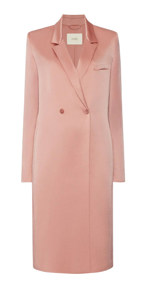LAPOINTE - - Double Breasted Satin Coat - Pink - US 0 - Only At Moda ...
