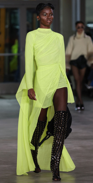 LAPOINTE - - Draped Mesh Mini Dress - Lime Green - XL - Only At Moda ...