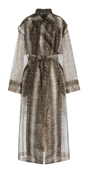 LAPOINTE - - Snake-Printed Organza Double-Breasted Trench Coat - Python ...