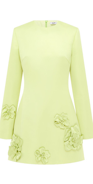 Leo Lin - - Aliza Floral-Appliquéd Crepe Mini Dress - Lime Green - AU 10