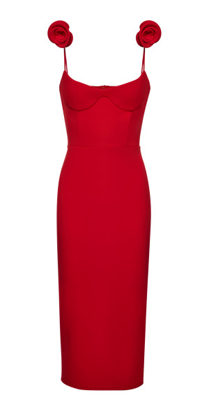 Magda Butrym - - Rose-Detailed Midi Dress - Red - FR 42 - Moda Operandi