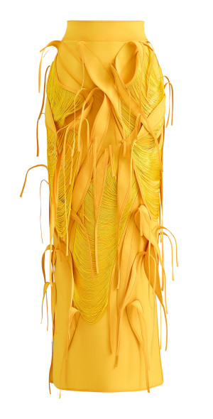 Maticevski - - Exponent Leaf-Fringed Maxi Skirt - Yellow - AU 8