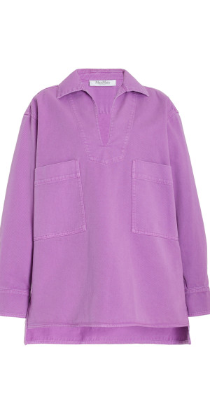 Max Mara - - Loretta Oversized Cotton Drill Top - Purple - US 10 - Moda ...