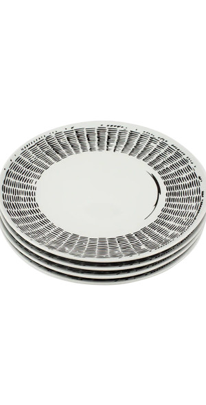 Misette - - Set-of-Four Line Drawing Porcelain Dinner Plates - Black ...