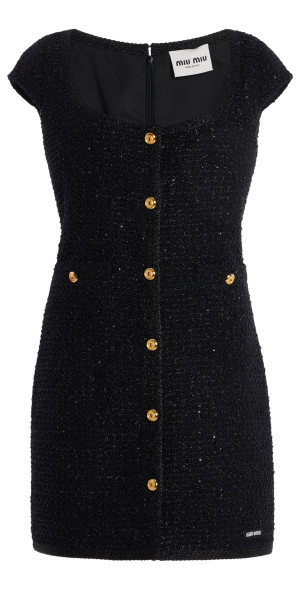 Miu Miu - - Lamé-Bouclé Tweed Mini Dress - Black - IT 40
