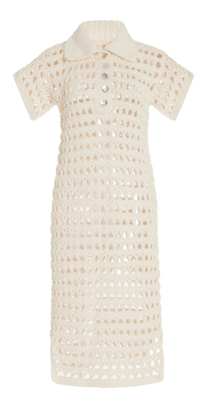 Nia Thomas - - Penelope Crocheted Cotton Polo Midi Dress - Ivory - S ...