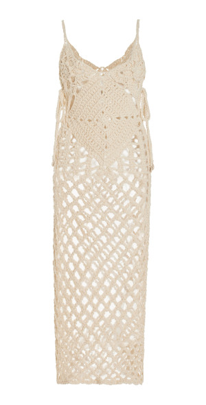 Nia Thomas - - Yemaya Cotton Crochet Midi Dress - Ivory - S - Moda Operandi