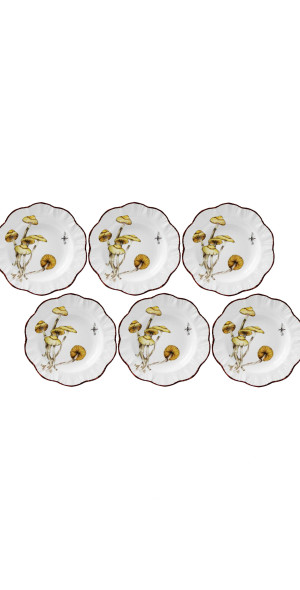 Pinto Paris - - Set-of-Six Les Champignons Porcelain Soup Plates ...