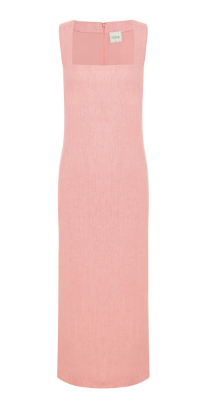 Posse - - Exclusive Alice Linen Midi Dress - Pink - S