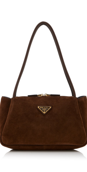 Prada - - Medium Suede Shoulder Bag - Brown - OS