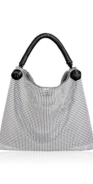 Rabanne - - Crystal Mesh Large Shoulder Bag - Silver - OS