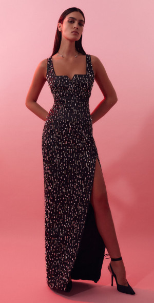 Rachel Gilbert - - Emile Crystal-Embellished Gown - Black - 6 - Moda ...