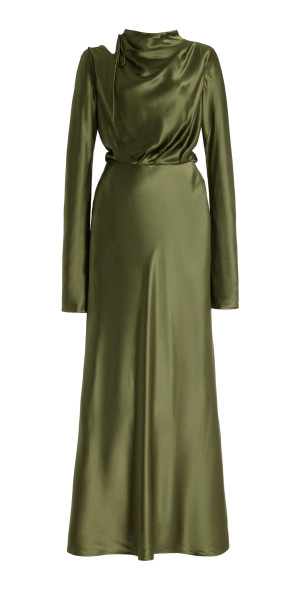 Rachel Gilbert - - Lucien Draped Silk Maxi Dress - Green - 3