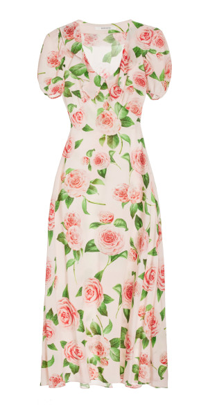 Rodarte - - Floral-Printed Silk Bias Midi Dress - Pink - US 0 - Moda ...